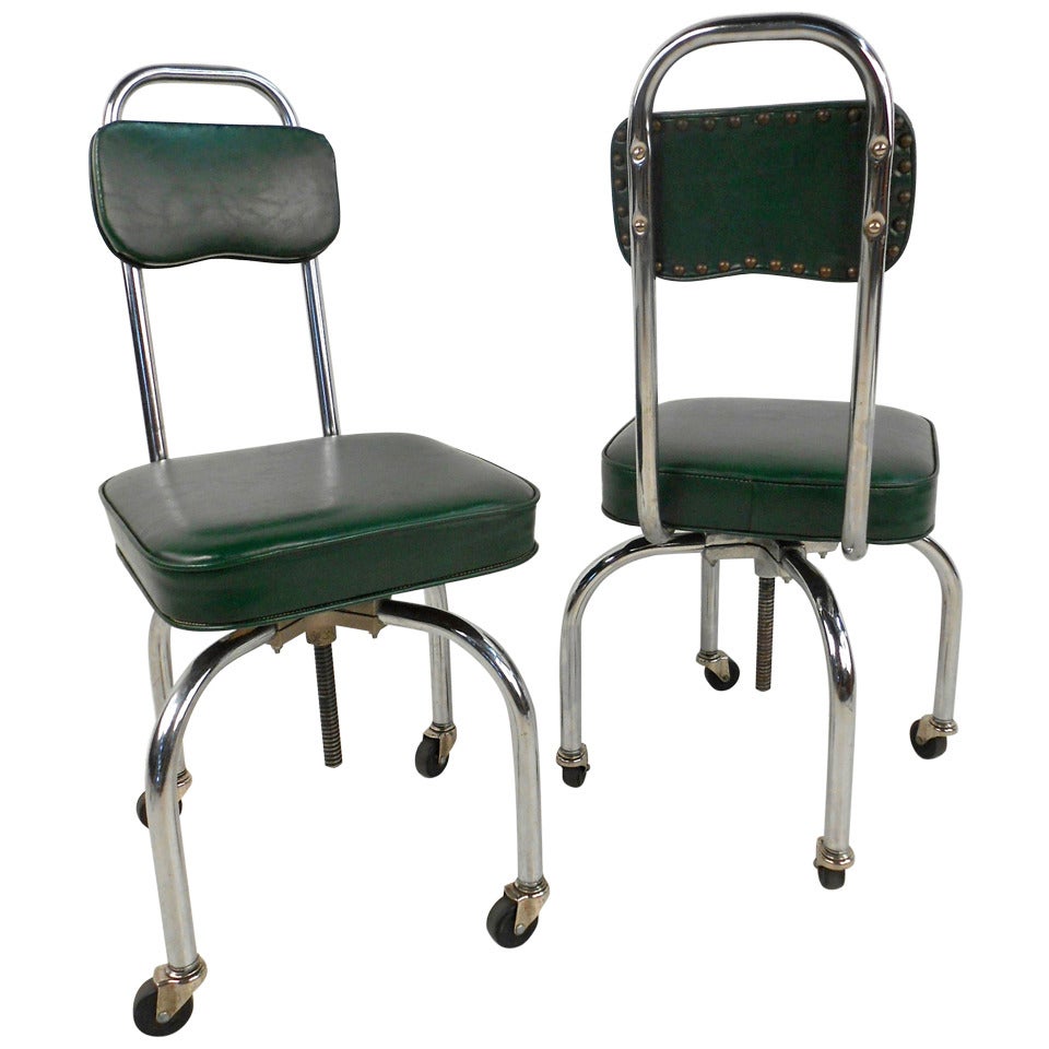 Unique Pair of Rolling Swivel Lab Chairs For Sale at 1stDibs