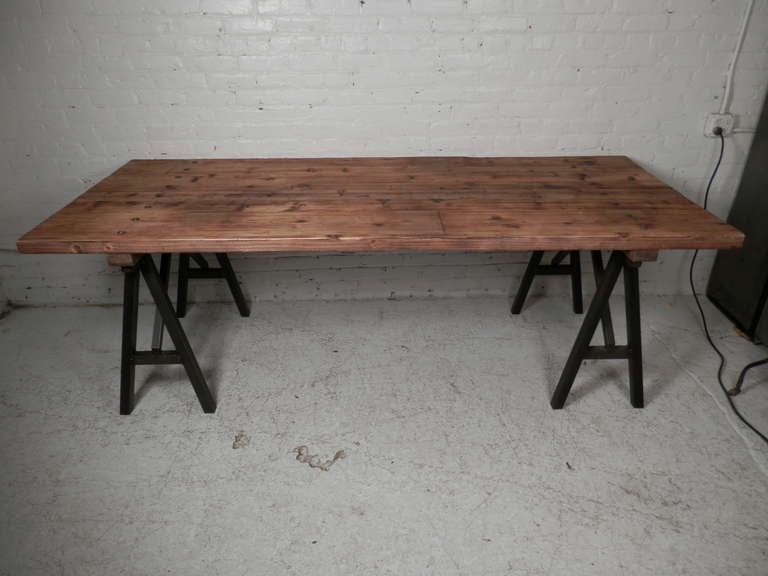 Large Industrial Style Table at 1stDibs