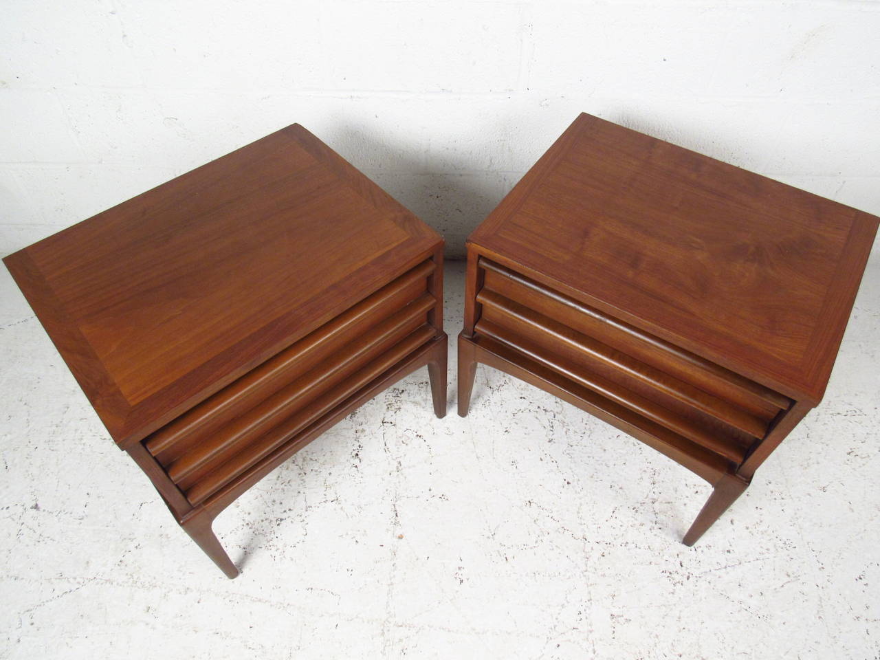 Pair of Mid-Centry Modern Curved Front Night Stands by Lane at 1stDibs