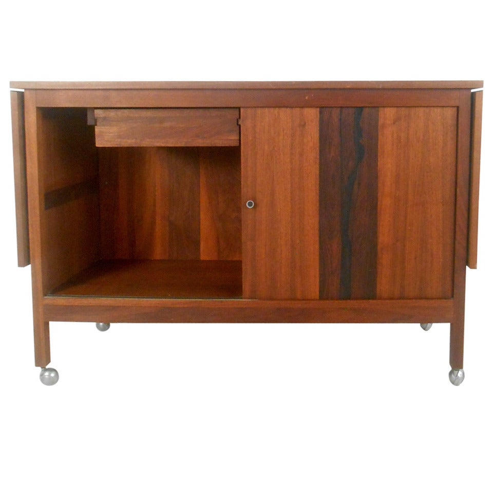 Unique Mid-Century Drop Leaf Bar Cart at 1stDibs