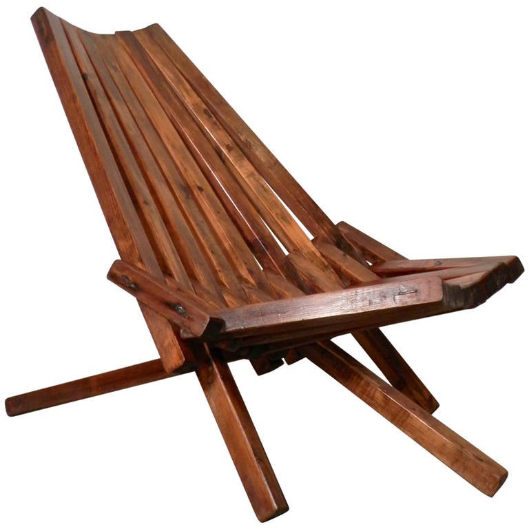 Outdoor Teak Slat Chair at 1stDibs