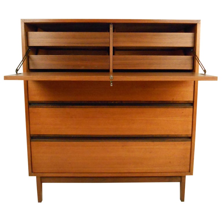 Mid-Century Drop-Front Chest of Drawers at 1stDibs