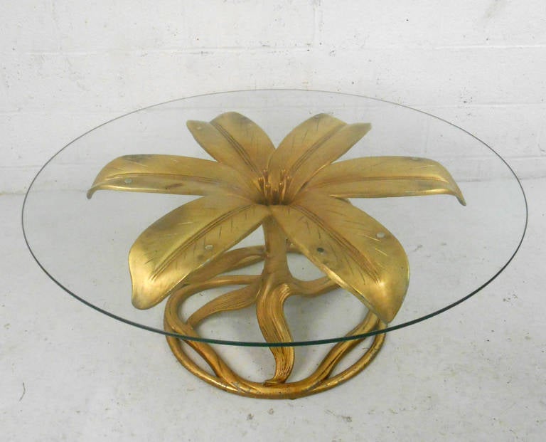 Midcentury Arthur Court Style Gilt Lily Coffee Table at 1stDibs