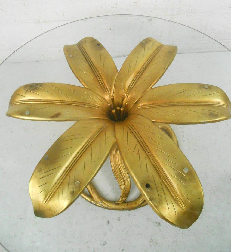 Midcentury Arthur Court Style Gilt Lily Coffee Table at 1stDibs