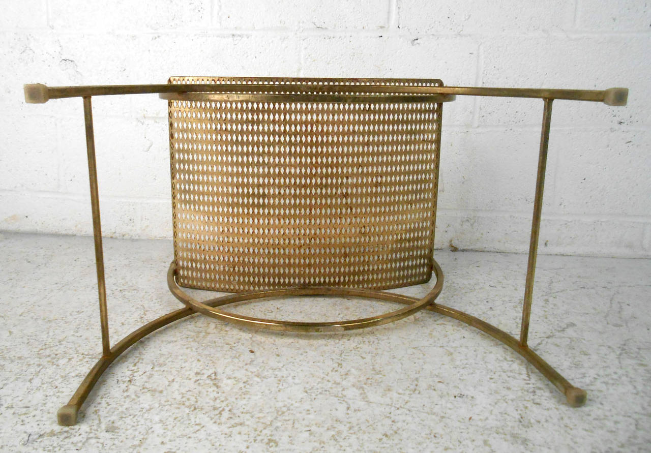Ornate Mid-Century Modern Brass Stool Ottoman at 1stDibs