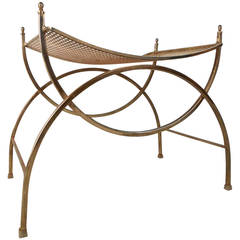 Ornate Mid-Century Modern Brass Stool Ottoman at 1stDibs