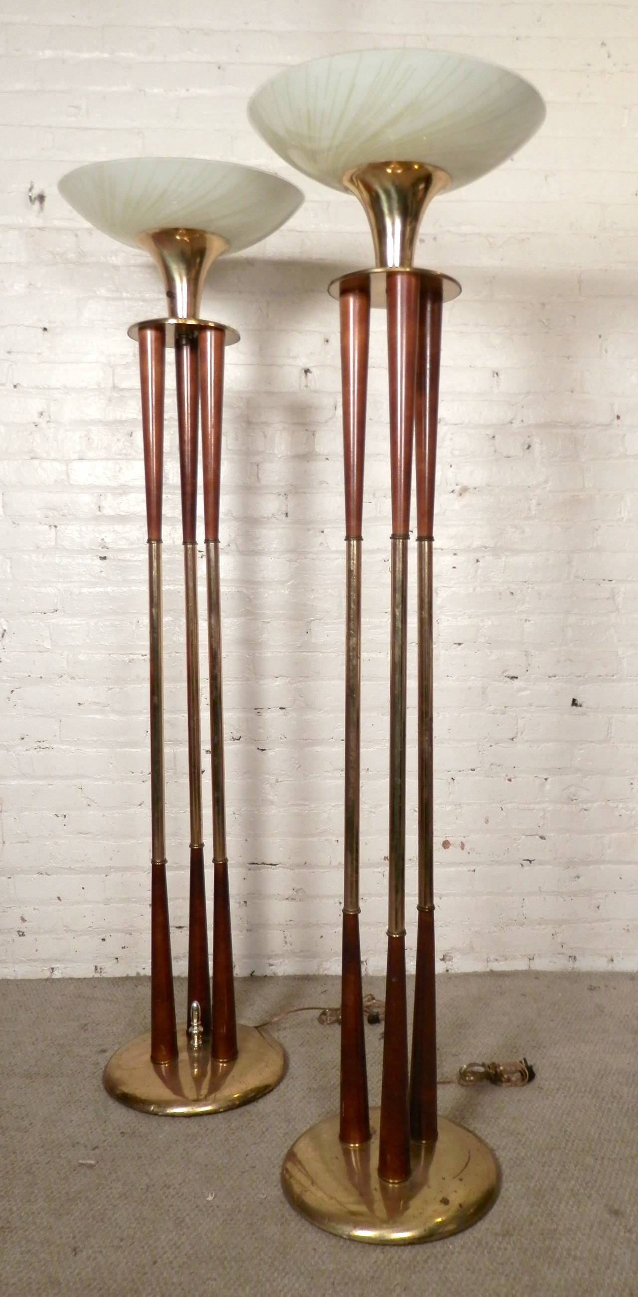 Pair Mid-Century Torchiere Lamps For Sale at 1stDibs