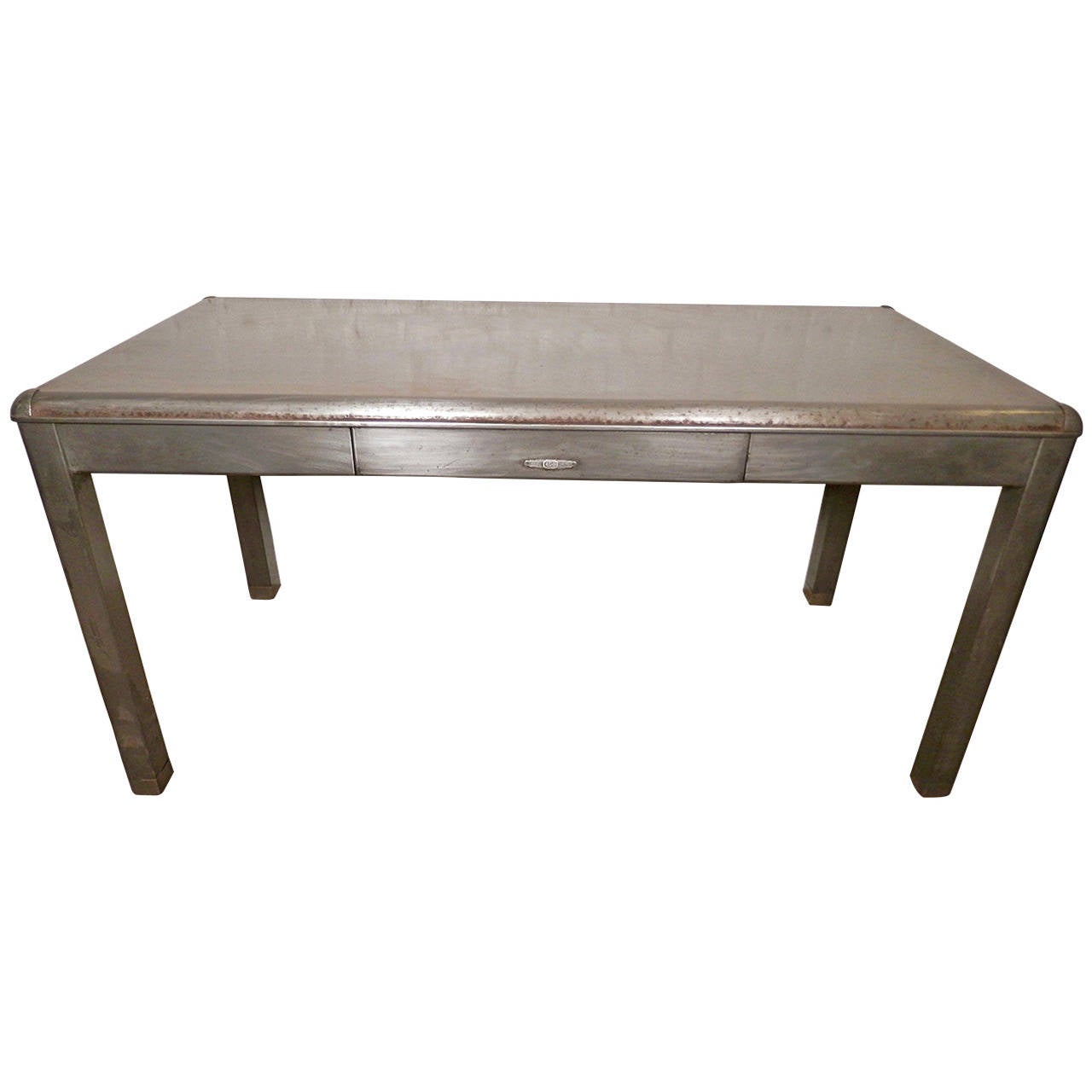 Handsome Industrial Metal Work Desk at 1stDibs