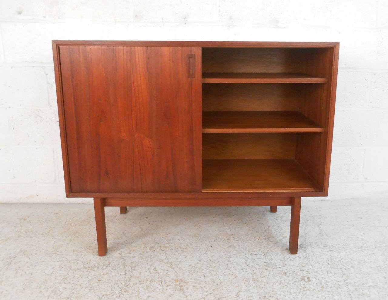 Mid-Century Modern Danish Teak Sliding Door Cabinet at 1stDibs | mid ...
