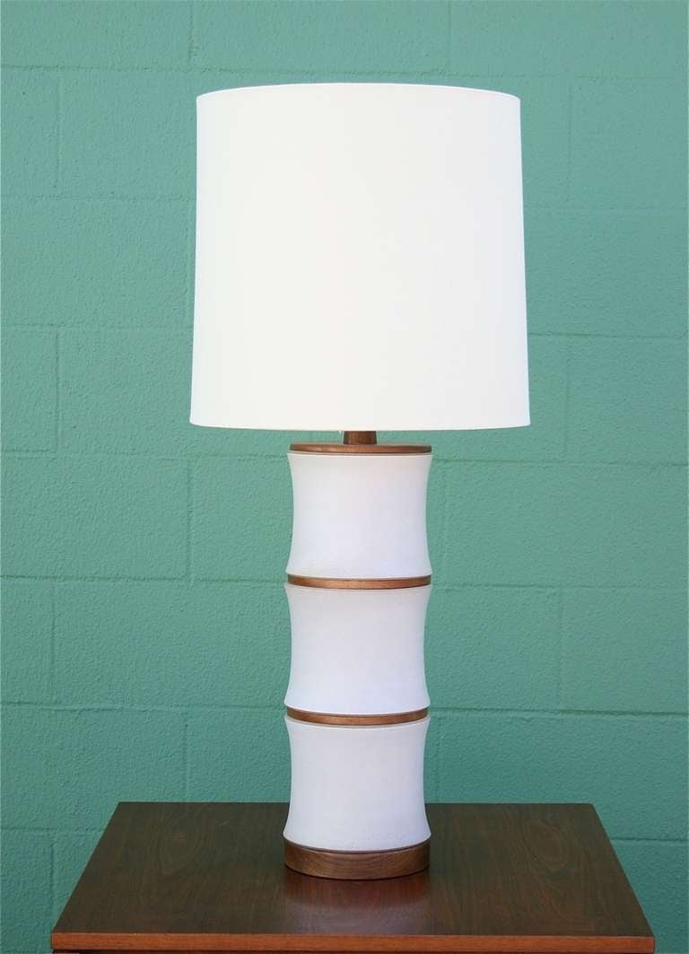 Large Ceramic Bamboo Lamp Pair by Gordon Martz,1950s at 1stDibs