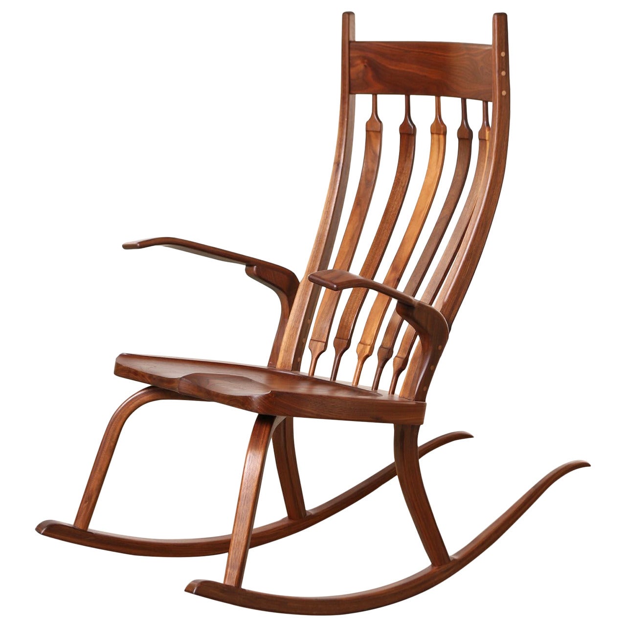 Contemporary California Craftsman Rocking Chair, Dark Walnut at 1stDibs