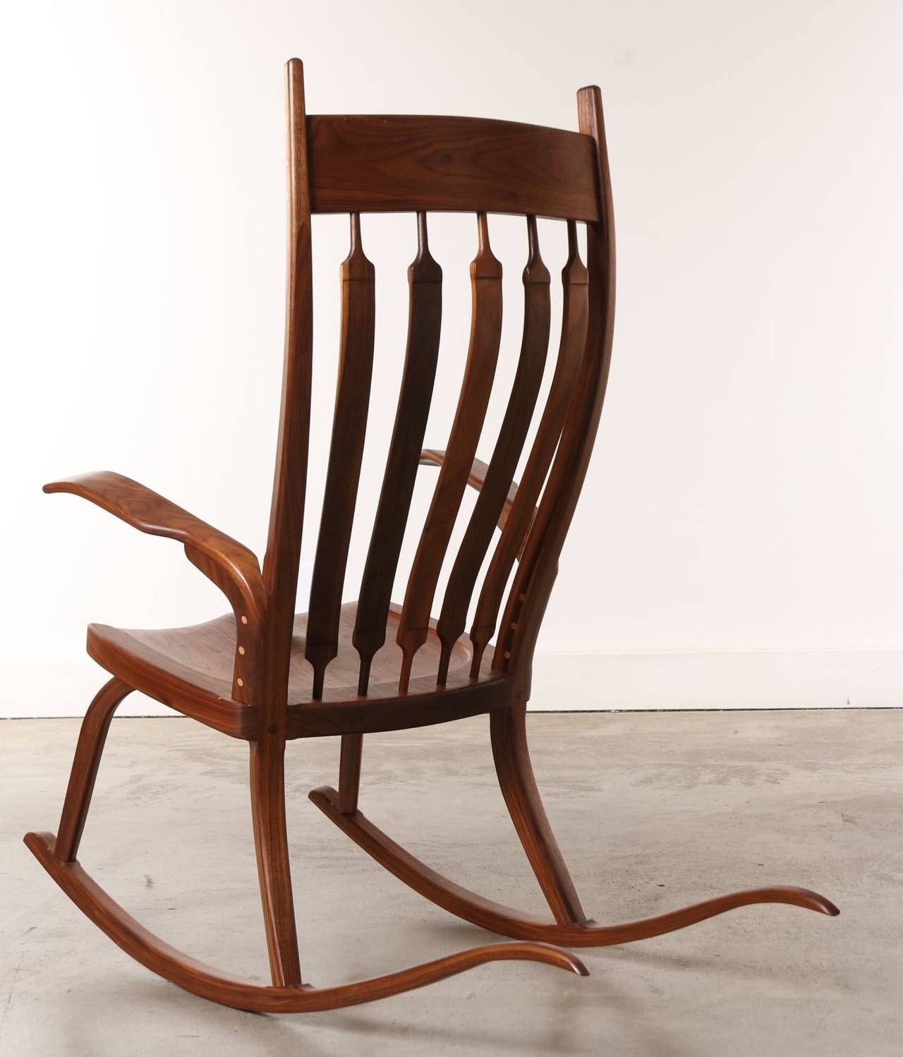 Contemporary California Craftsman Rocking Chair, Dark Walnut at 1stDibs