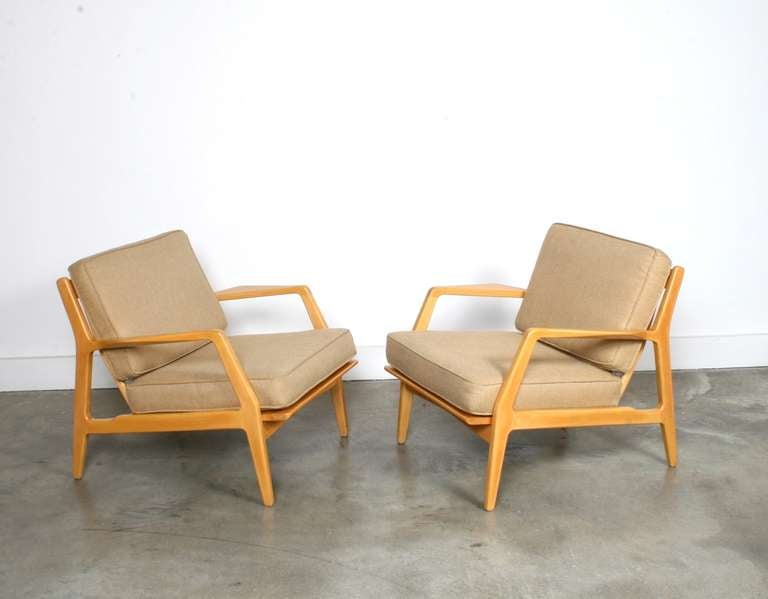 Pair of Danish Lounge Chairs by Selig at 1stDibs