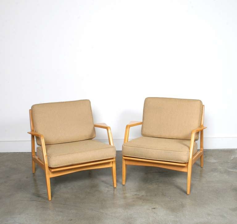 Pair of Danish Lounge Chairs by Selig at 1stDibs