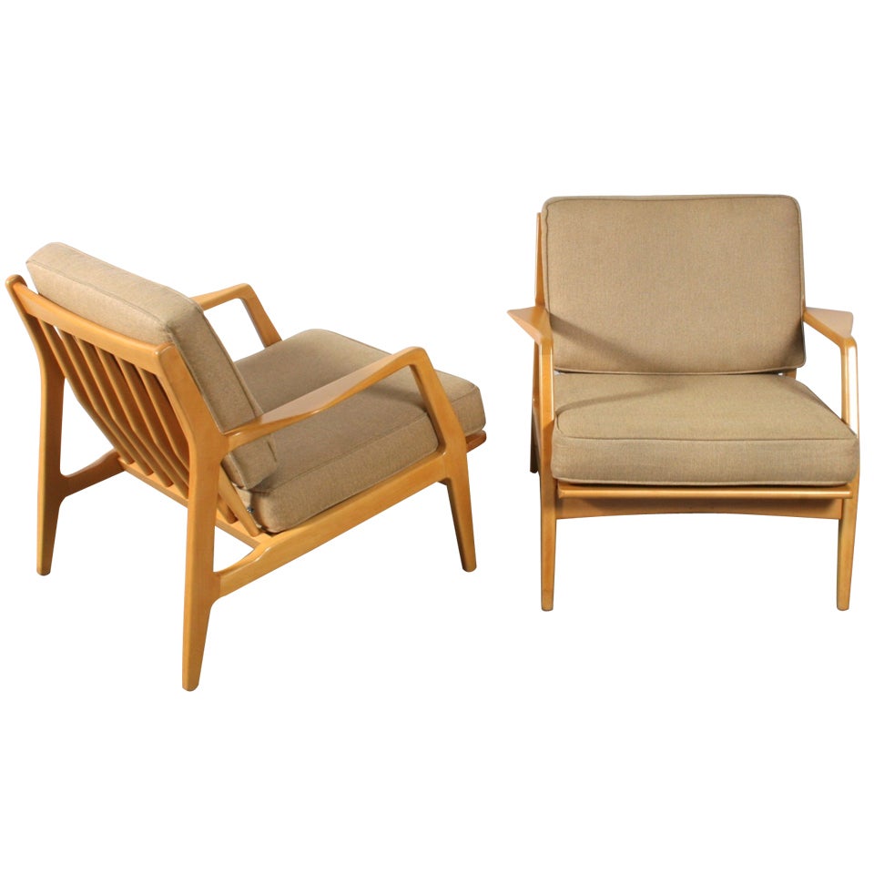 Pair of Danish Lounge Chairs by Selig at 1stDibs