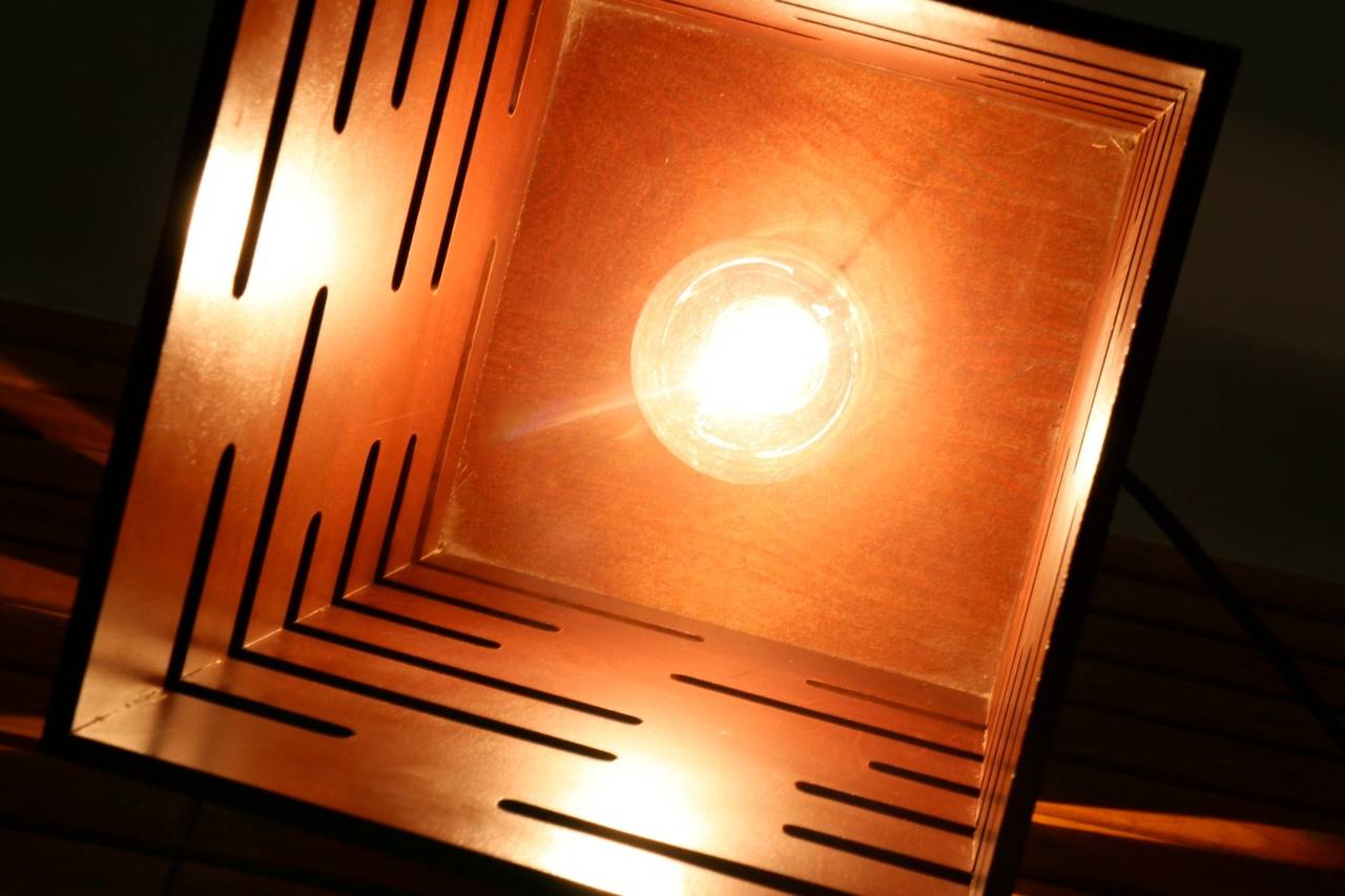 Table Lamp Towers with Geometric Cut-Outs, Pair, 1970s at 1stDibs