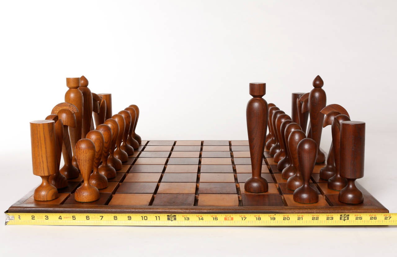 Oversized Wooden Chess Set, Handcrafted in California, circa 1960s at ...