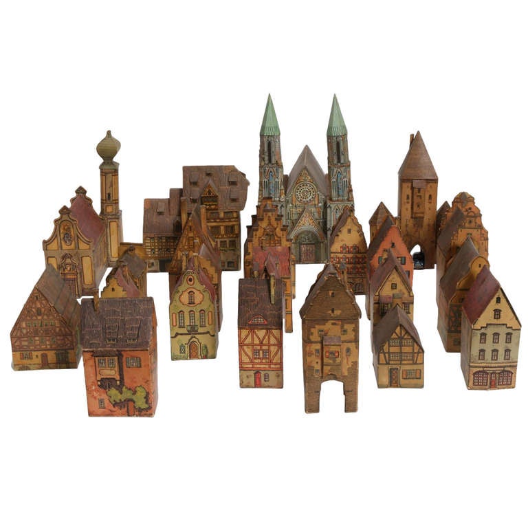 Rare Antique Toy Paper House Village, Lithograph Paper at 1stDibs