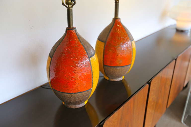 Pair of Ceramic Table Lamps by Raymor Italy at 1stDibs