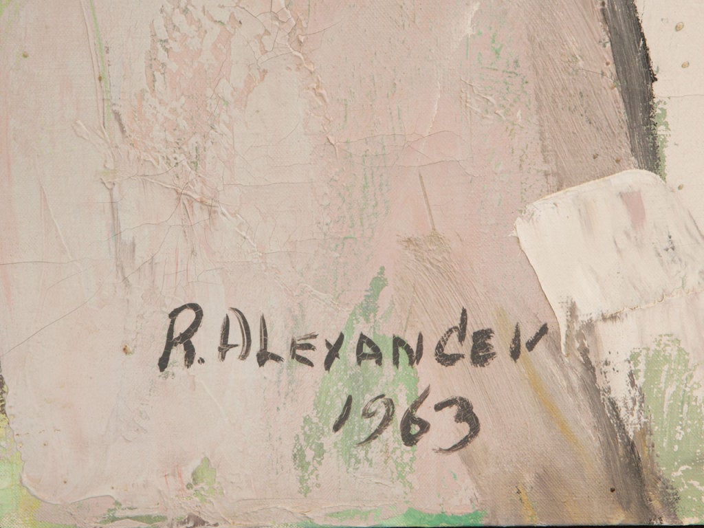 Large Abstract Painting Signed R. Alexander at 1stDibs