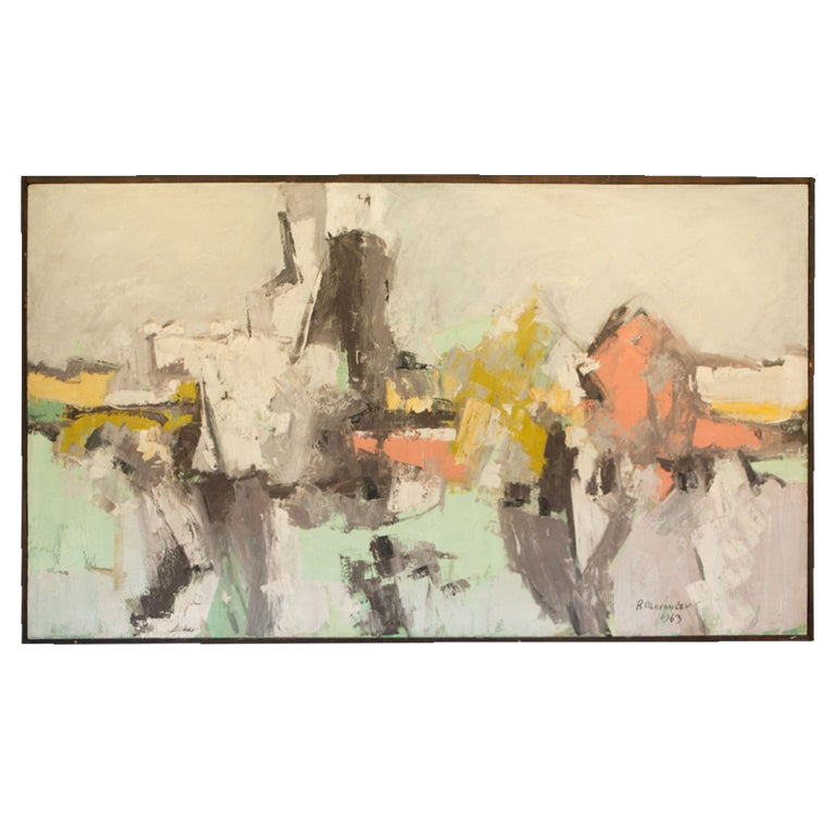 Large Abstract Painting Signed R. Alexander at 1stDibs