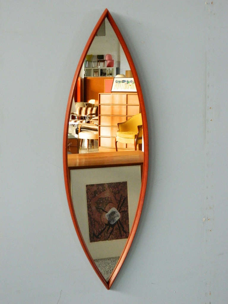 Danish Teak Elipse Mirror For Sale at 1stDibs