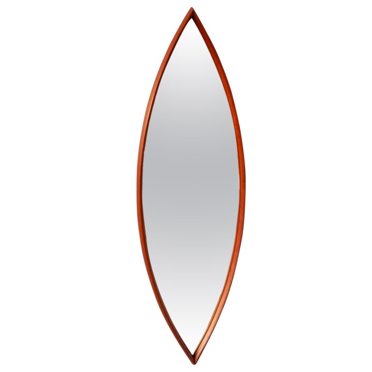Danish Teak Elipse Mirror For Sale at 1stDibs