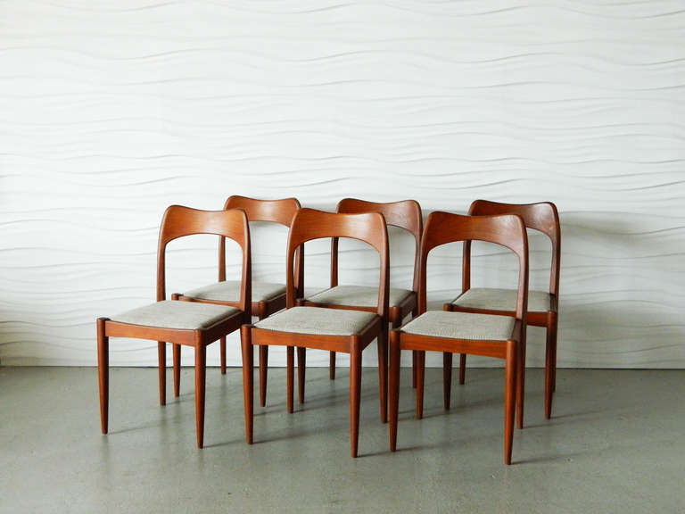 Six Mid Century Modern Indian Teak Dining Chairs at 1stDibs