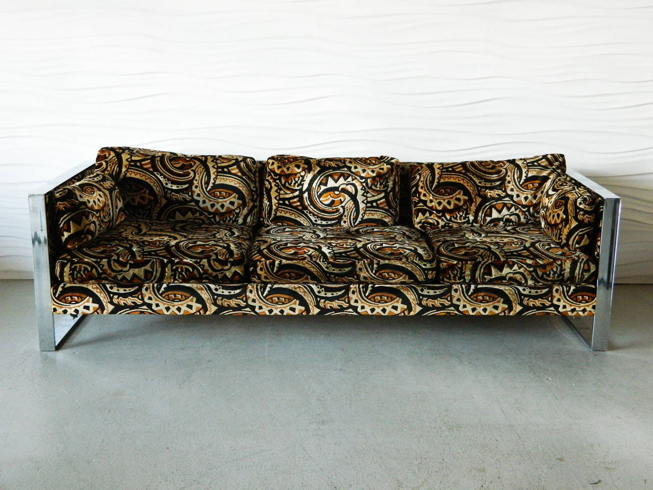 Vintage Chrome Sofa by Flair at 1stDibs