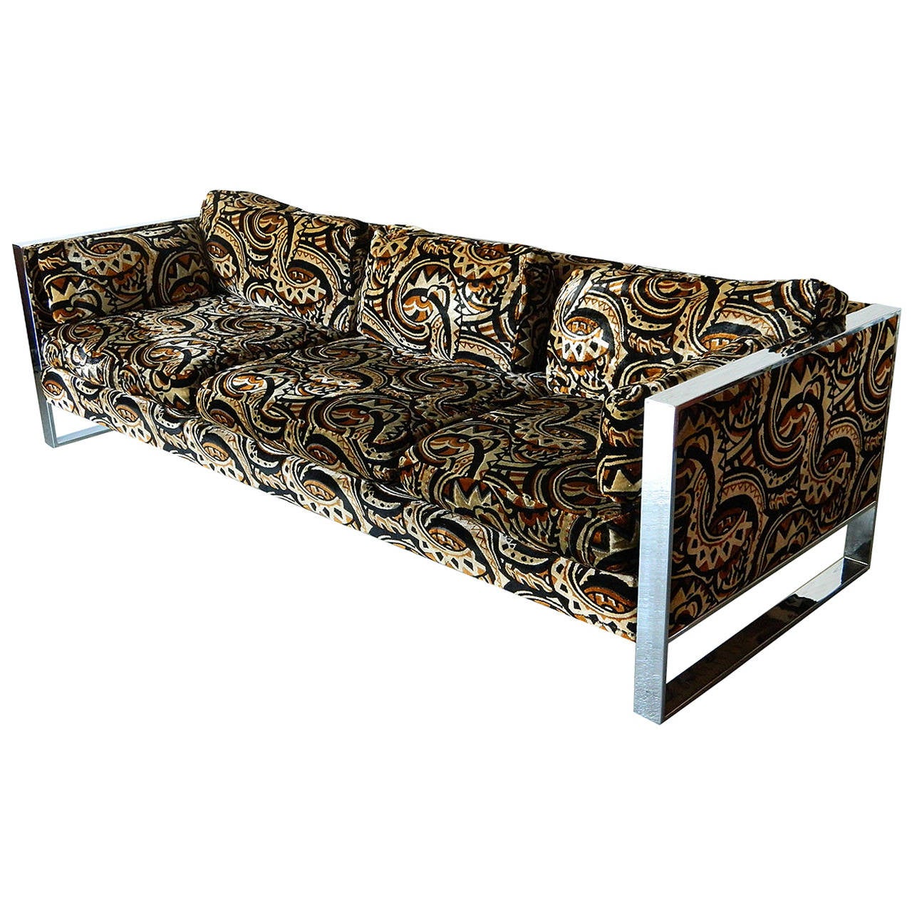 Vintage Chrome Sofa by Flair at 1stDibs
