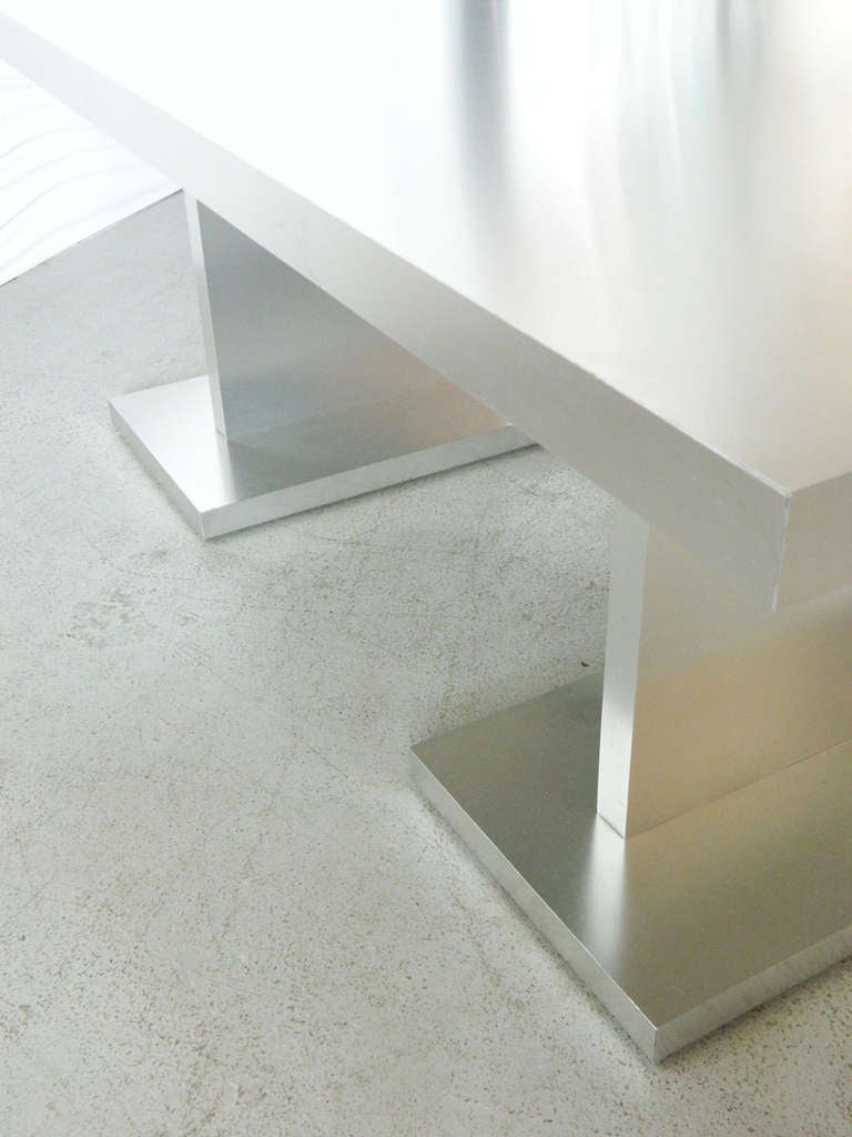 Thayer Coggin Sheath Collection Aluminum Clad Dining Table at 1stDibs