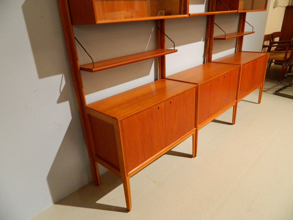 Norwegian Free-standing Teak Wall Unit at 1stDibs | teak wall unit