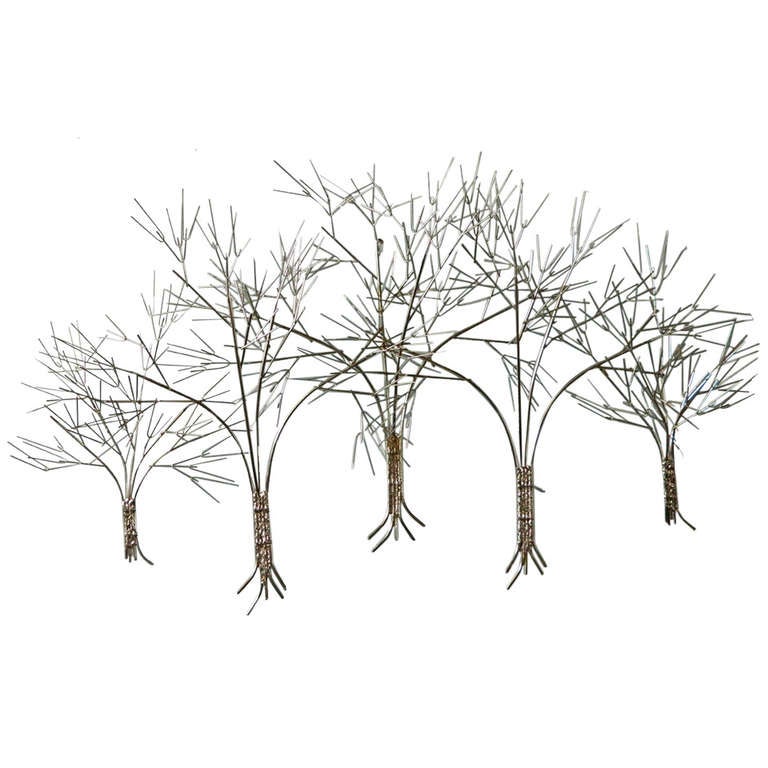 C Jere Chrome Sculpture of Trees at 1stDibs