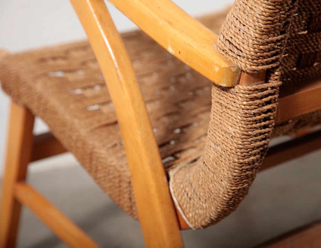 Mid-Century Woven Rope and Beechwood Arm Chair at 1stDibs | woven mid ...