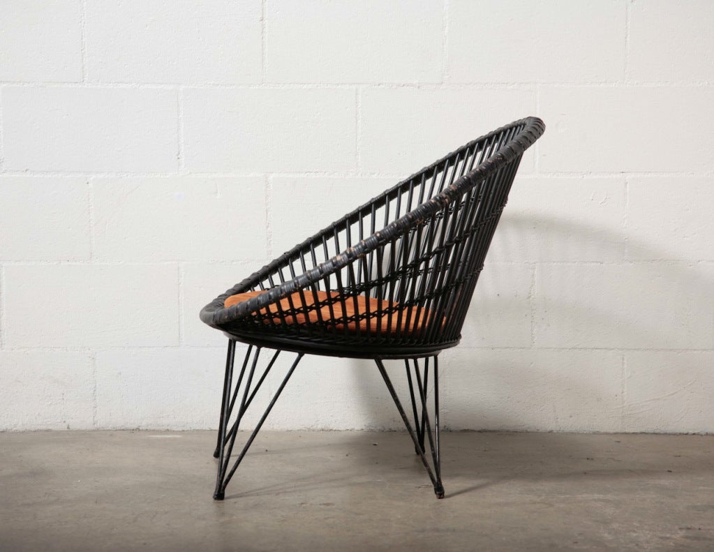 Platner Style Black Bamboo Hoop Chair at 1stDibs
