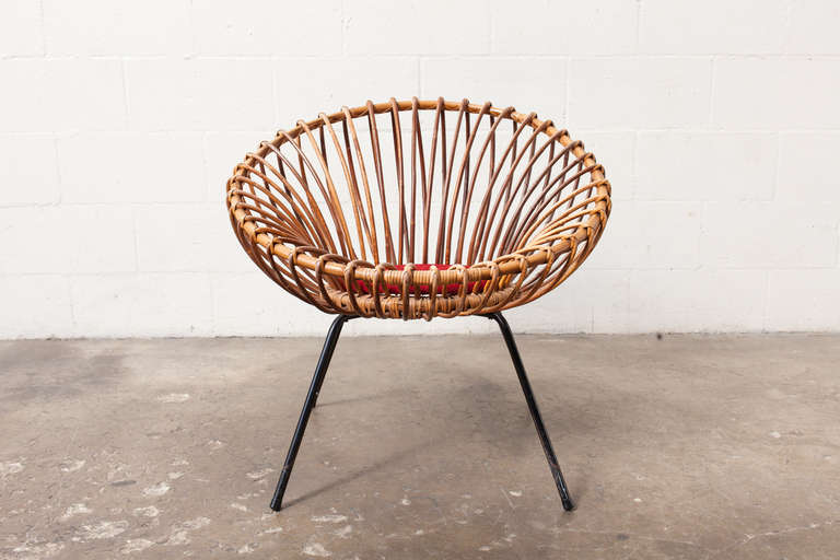 Jacques Adnet Style Woven Rattan Hoop Chair at 1stDibs | wicker hoop ...