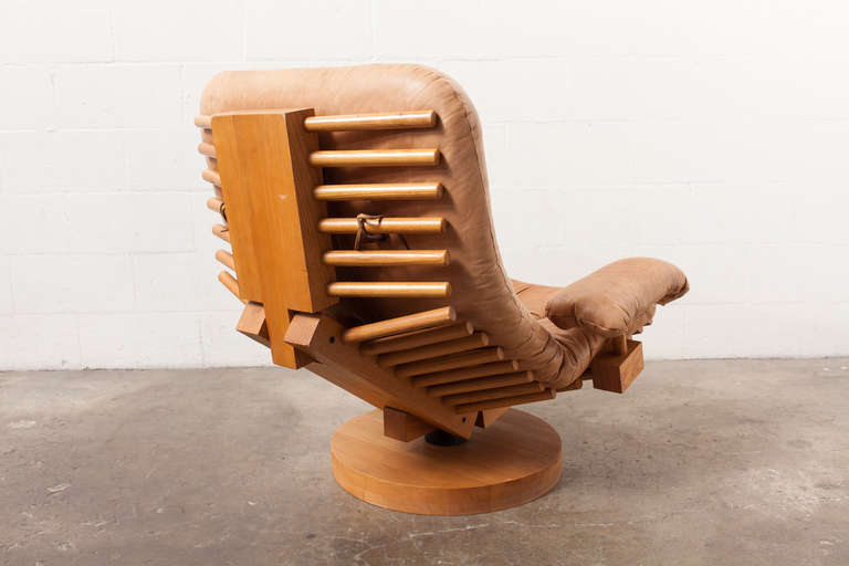 Gerard van den Berg Attributed to Fishbone Lounge Chair with Ottoman at ...