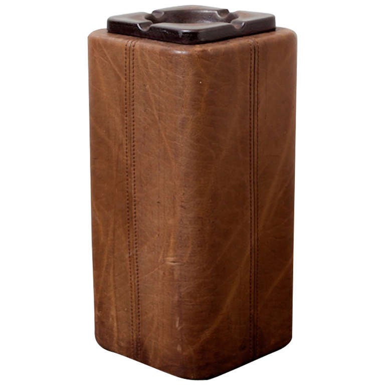 DeSede Leather Wrapped Standing Ashtray at 1stDibs