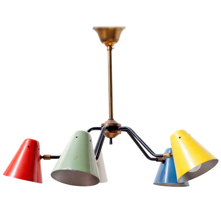 Stilnovo Style Multi-Colored Chandelier at 1stDibs