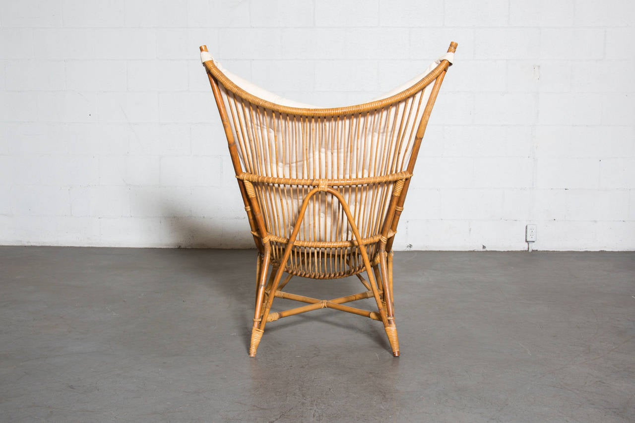 Dramatic Wingback Bamboo Lounge Chair at 1stDibs