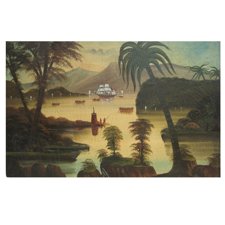 Large Naive River Scene - Redpath at 1stDibs