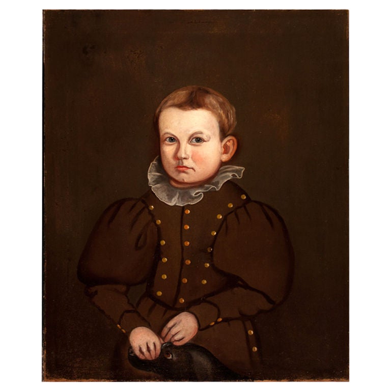 Naive Portrait of a Boy and His Dog by Aaron Dean Fletcher at 1stDibs