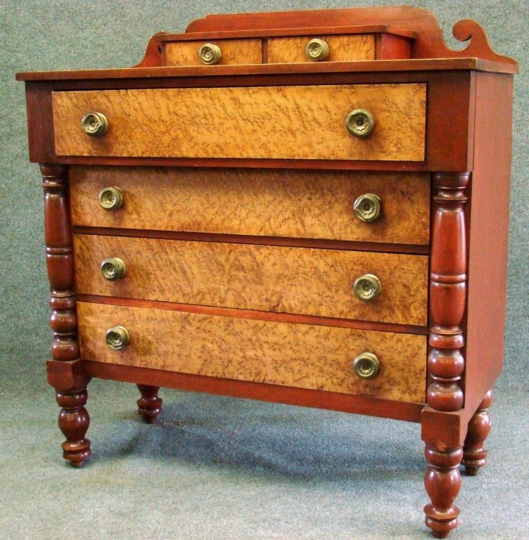 Birdseye Maple and Cherry Chest of Drawers at 1stDibs