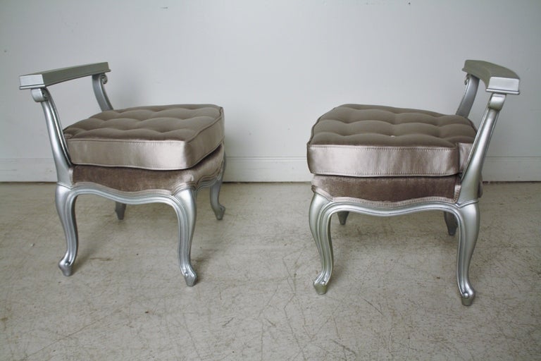 Pair of Petite Bergere Chairs Stools at 1stDibs