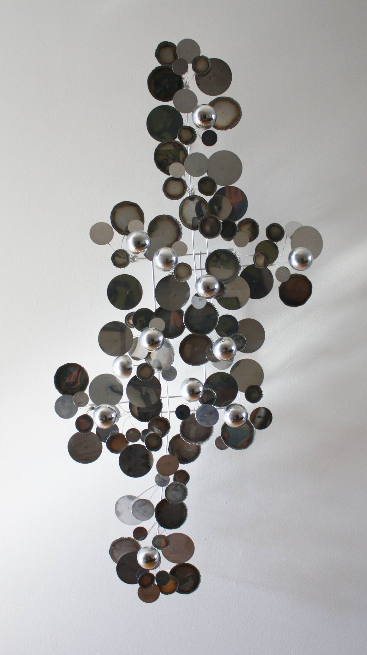C. Jere 1975 Original Raindrops Chrome Wall Sculpture at 1stDibs