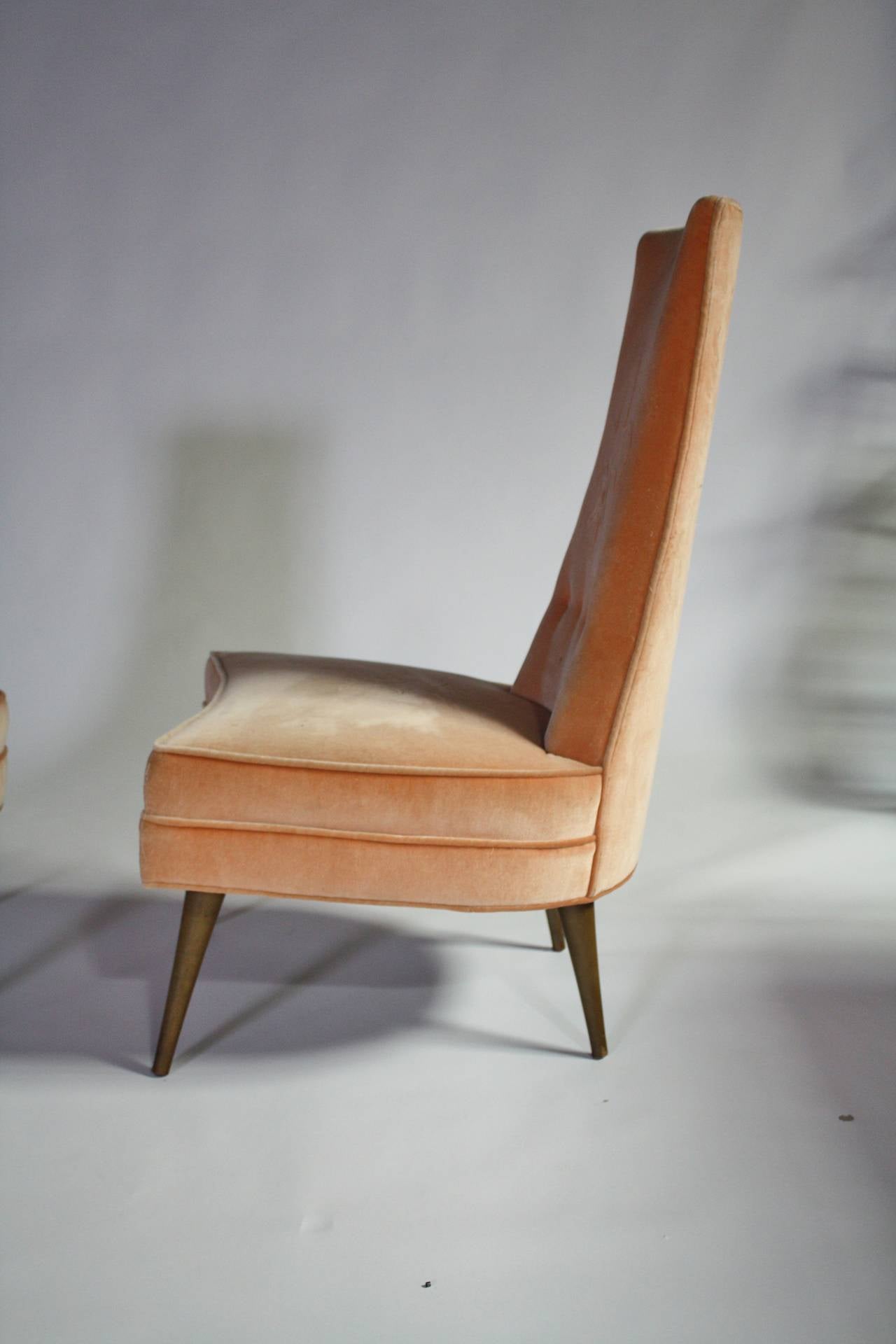 Mid-Century High-Back Slipper Chairs at 1stdibs