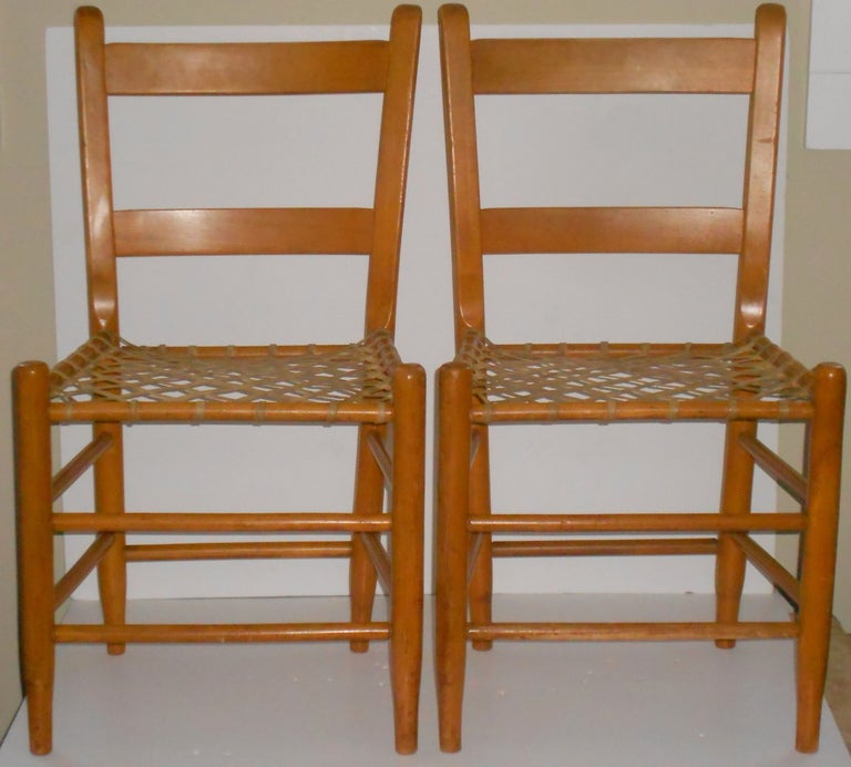 19th c. chairs with hand-woven snowshoe webbing (pair) at 1stDibs
