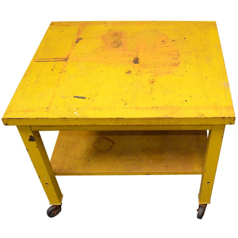 Steel industrial Table in Sunshine Yellow at 1stdibs