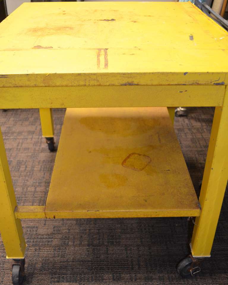 Steel industrial Table in Sunshine Yellow at 1stdibs