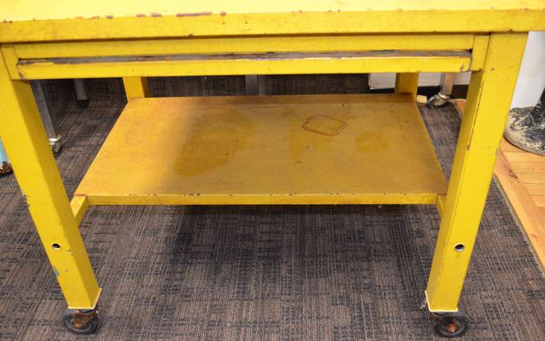 Steel industrial Table in Sunshine Yellow at 1stdibs